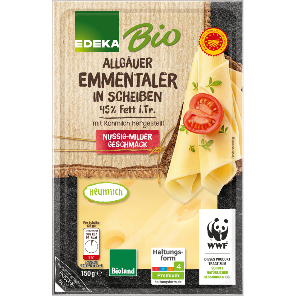Allgäuer Emmentaler in Scheiben 45% Fett i. Tr. | EDEKA